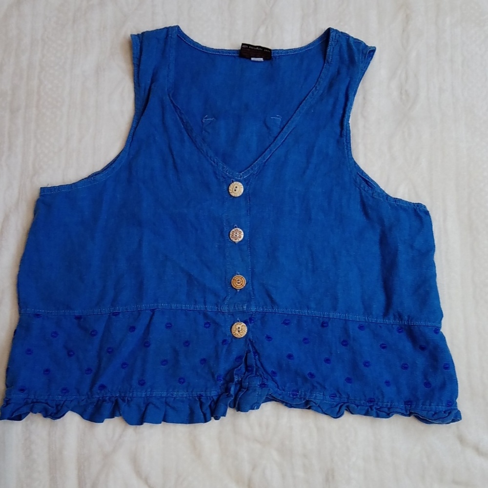 Liz & Jane Vintage Button Down Lightweight Vest Top - Gem
